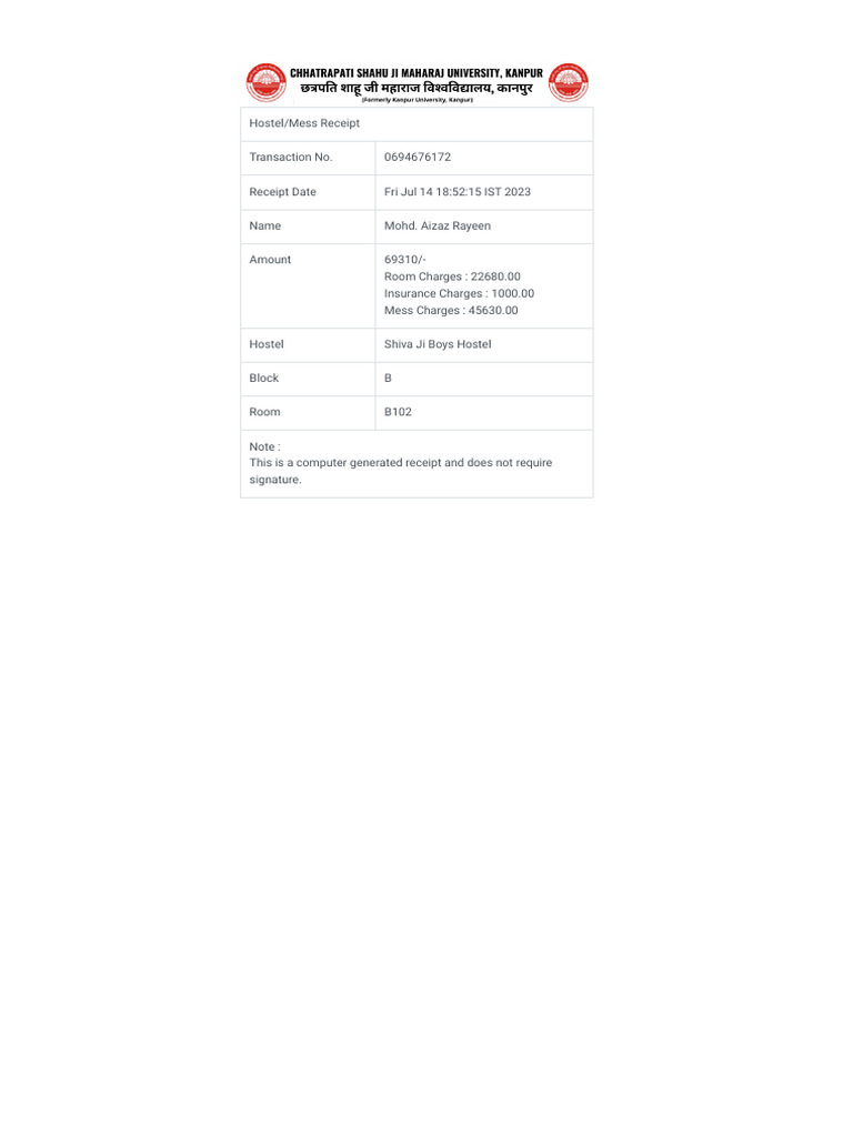 CSJMU - Hostel Management Portal | PDF