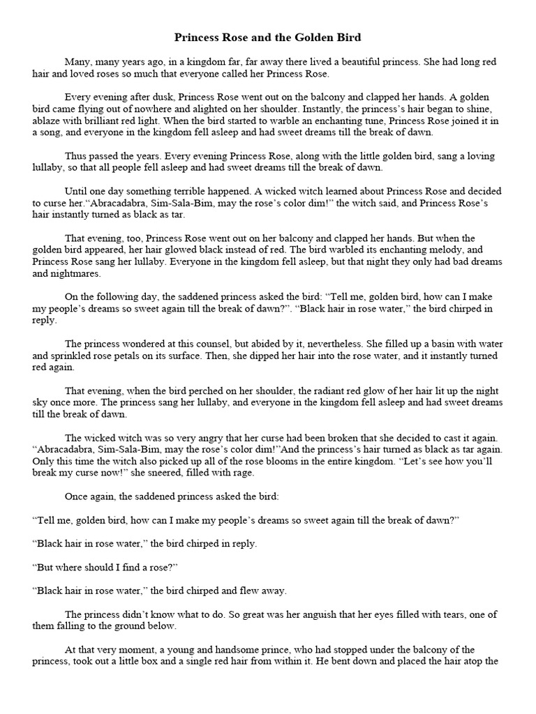 Princess Rose and The Golden Bird | PDF | Fairy Tales | Traditional Stories