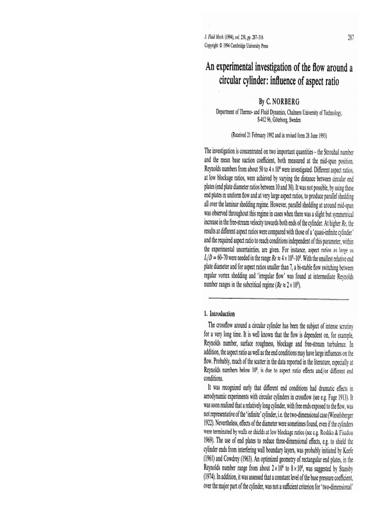 An Experimental Investigation of The Flow Around A Circular Cylinder ...