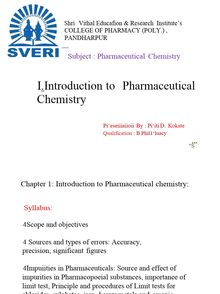 1introduction To Pharmaceutical Chemistry | PDF | Accuracy And Precision | Acid