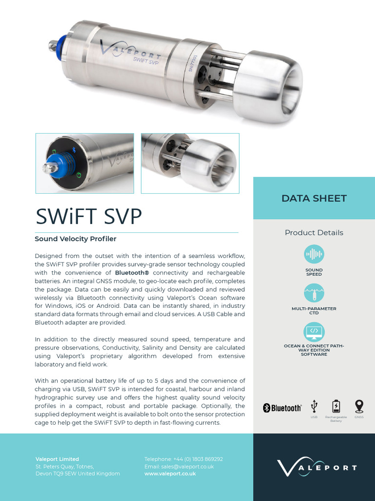 Valeport Swift Svp Svctd Pdf Usb Bluetooth