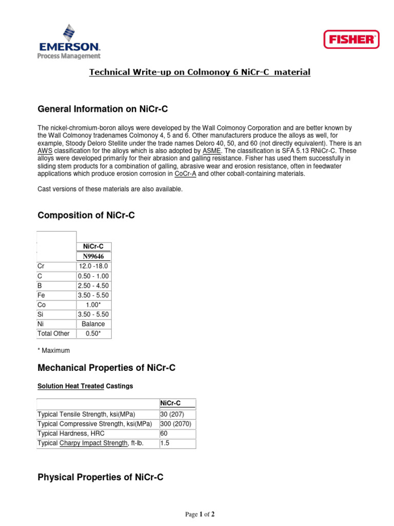 Technical Writeup - Ni-Cr-C - Colmonoy6-1 | PDF | Strength Of Materials ...