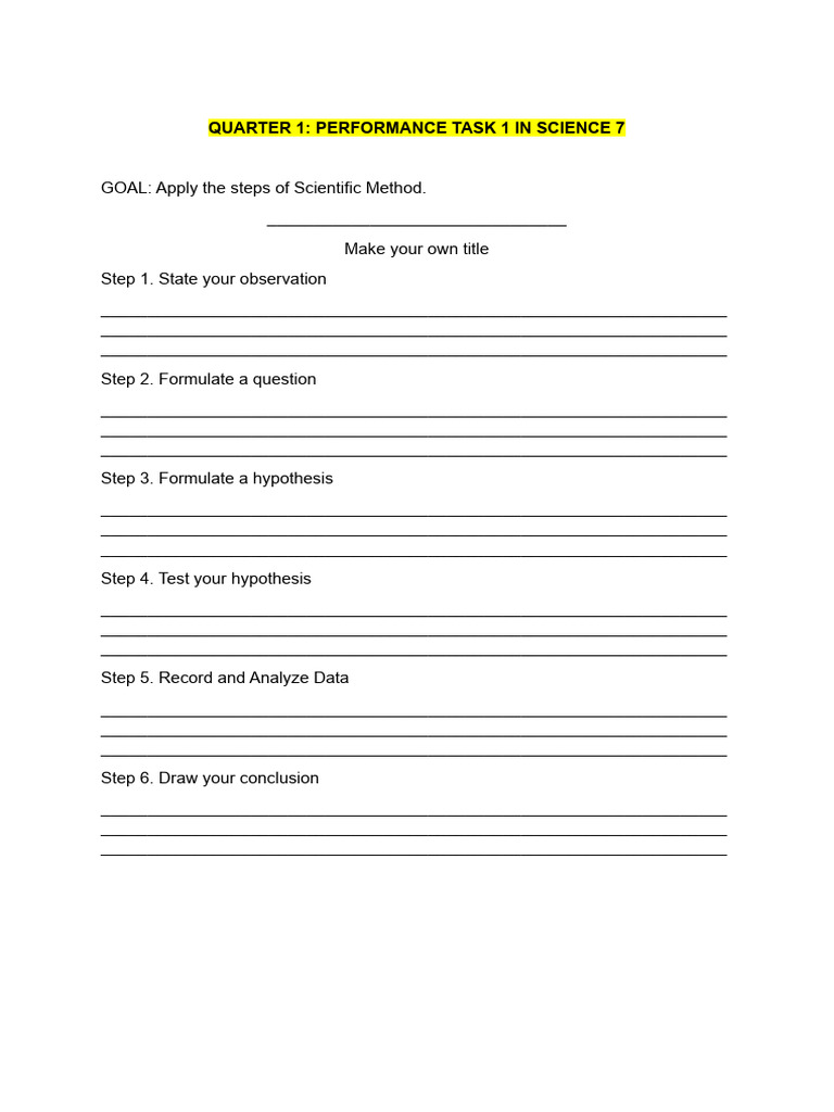 Quarter 1: Performance Task 1 in Science 7 | PDF