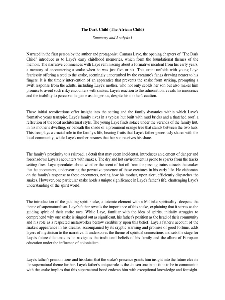 The Dark Child Summary and Analysis I | PDF