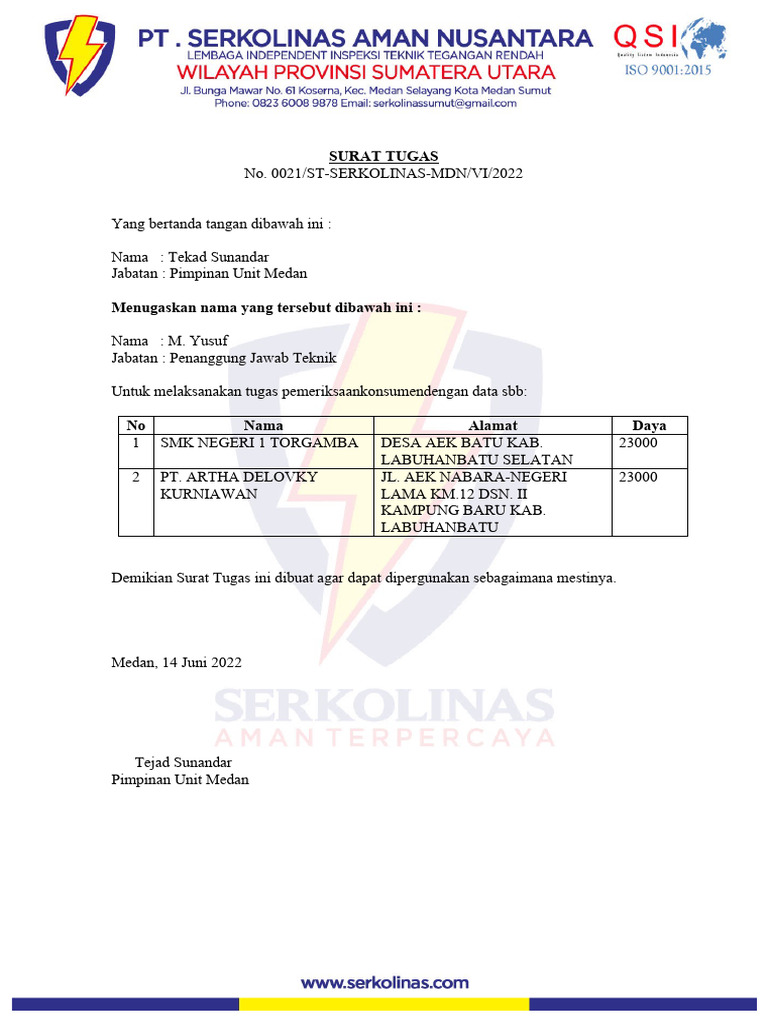 Surat Tugas Tt Pdf