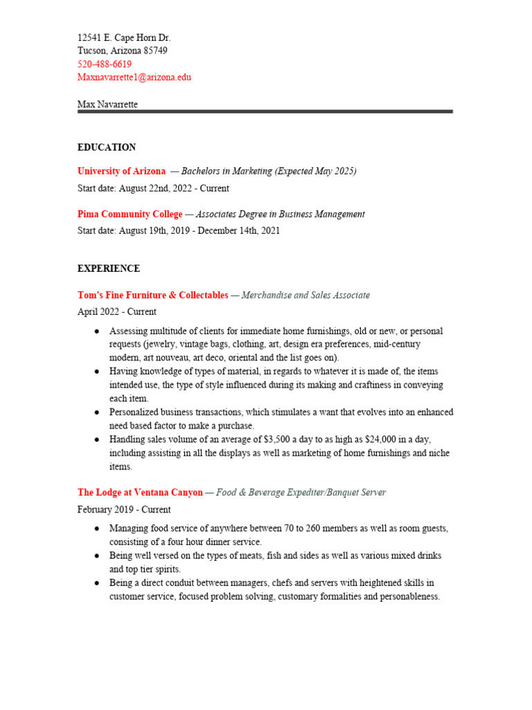 Resume 5 | PDF