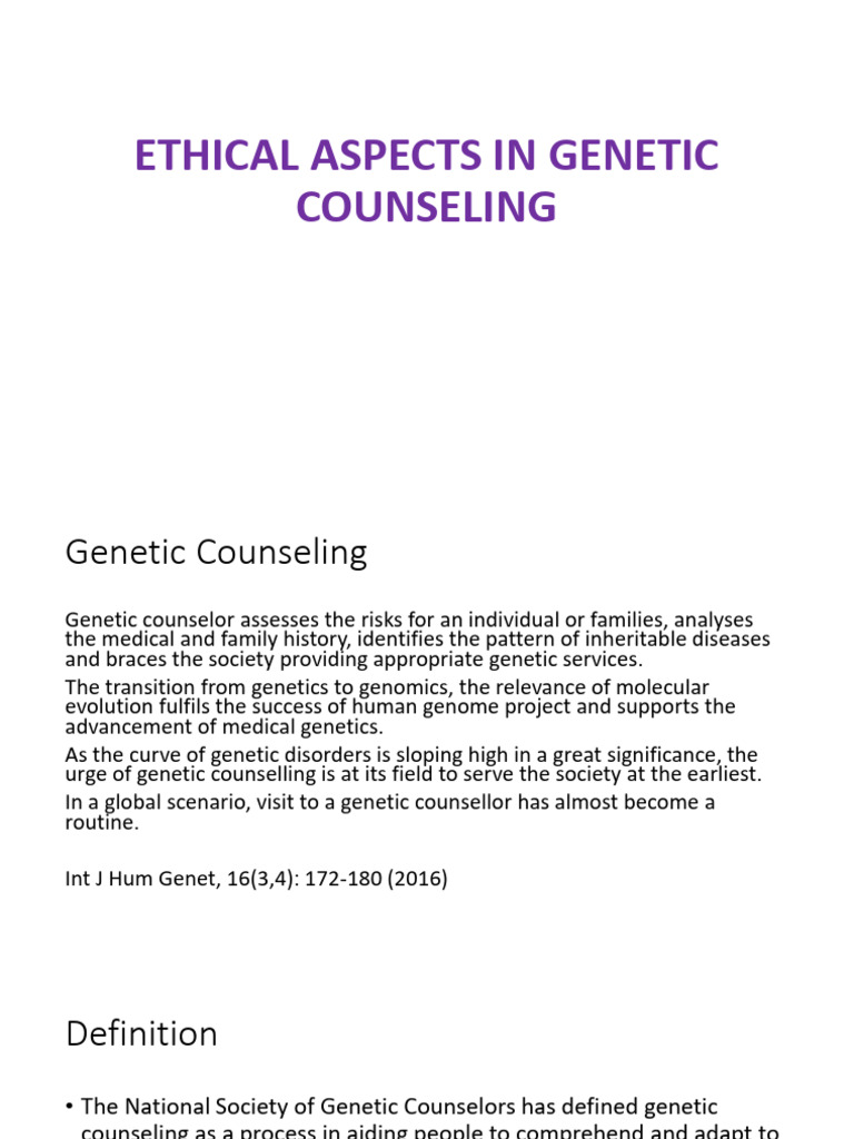 Ethical Genetic Counselling | PDF | Self-Improvement | Science ...