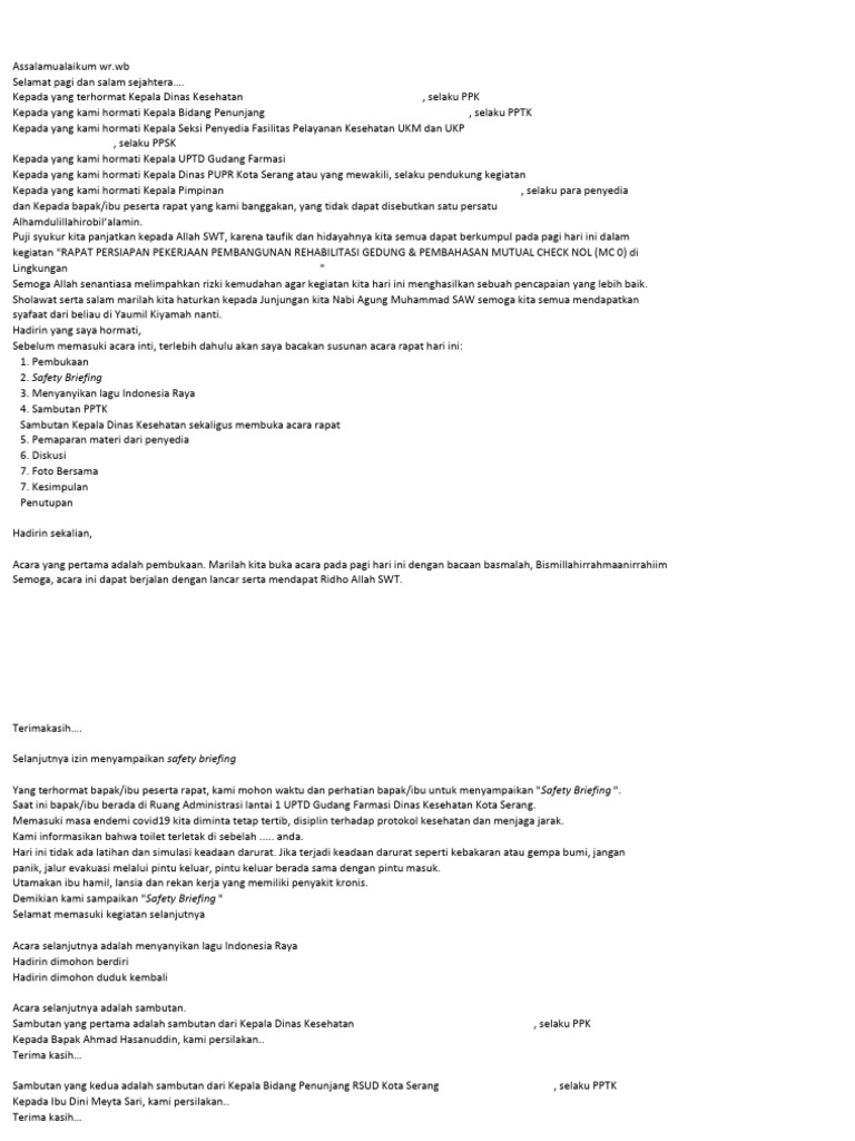 Teks MC Rapat Formal Kedinasan | PDF