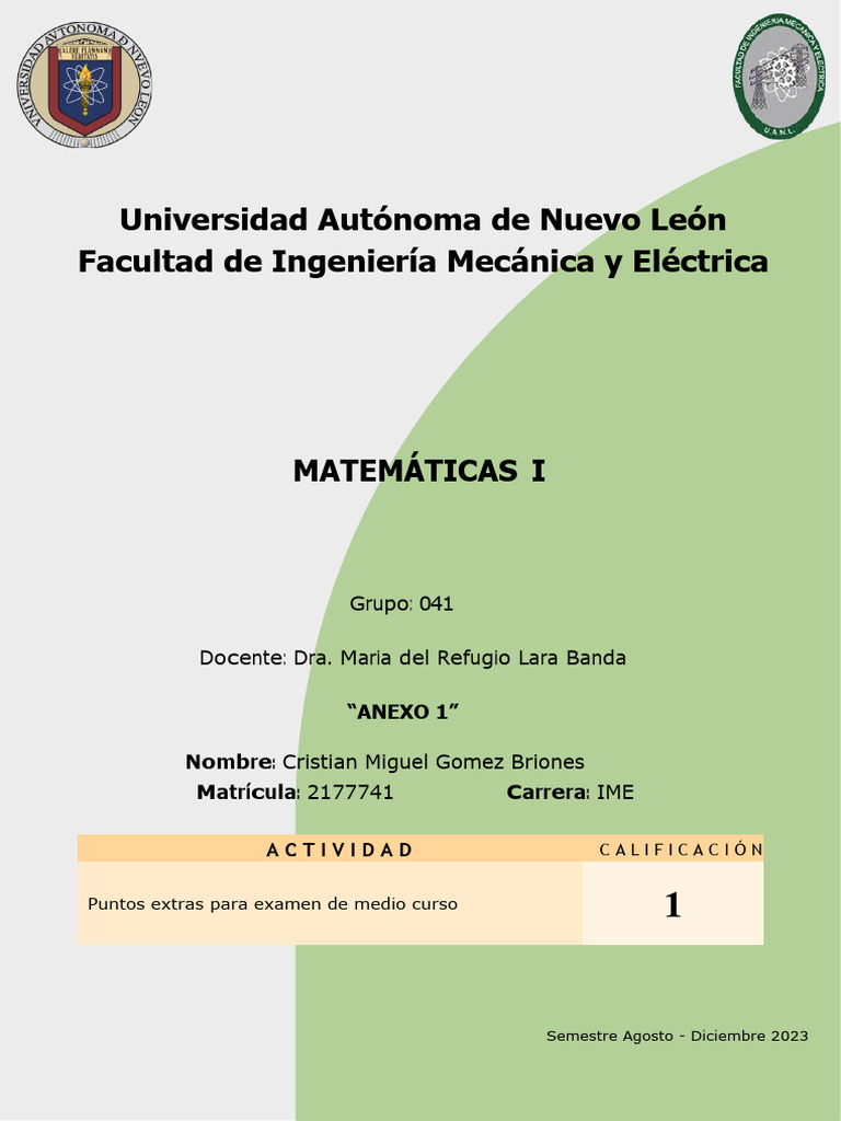 GRUPO 041 PORTADA ANEXO I- Puntos extras para medio curso 1 | PDF
