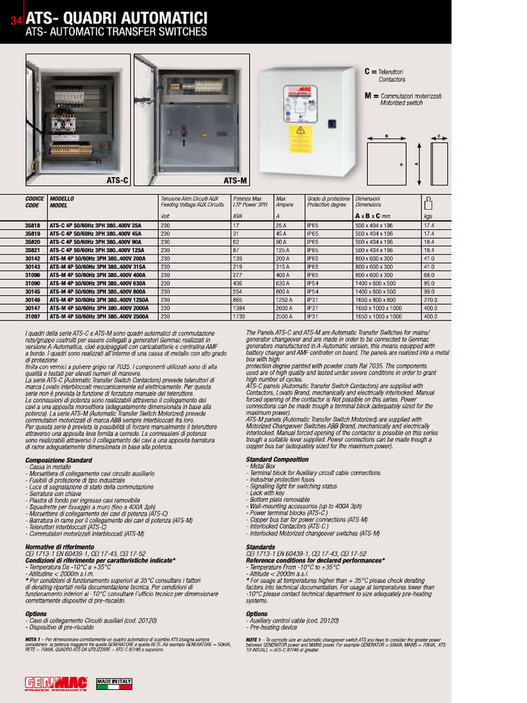 ATS - Automatic Transfer Switch | PDF