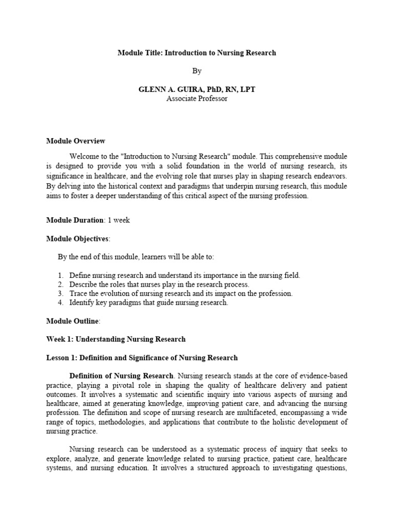 Module 1 Introduction To Nursing Research | PDF | Self-Improvement ...