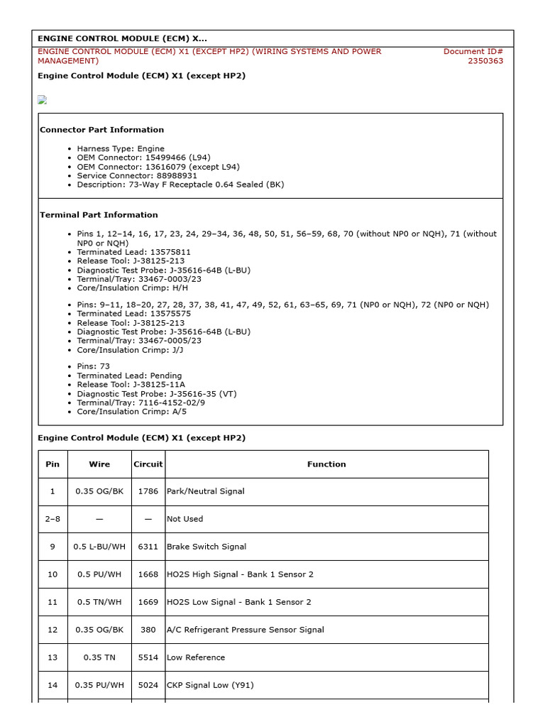 (ECM) X1 (Except HP2) | PDF | Electrical Connector | Vehicles