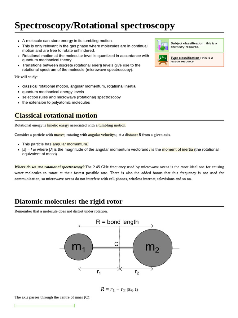 Spectroscopy Rotational Spectros | PDF | Energy Level | Molecules