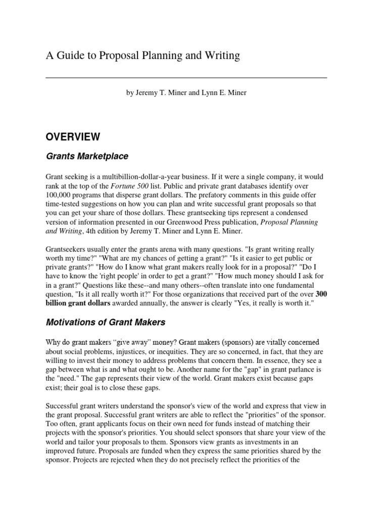 A Guide To Proposal Planning and Writing1 | PDF | Evaluation | Cost
