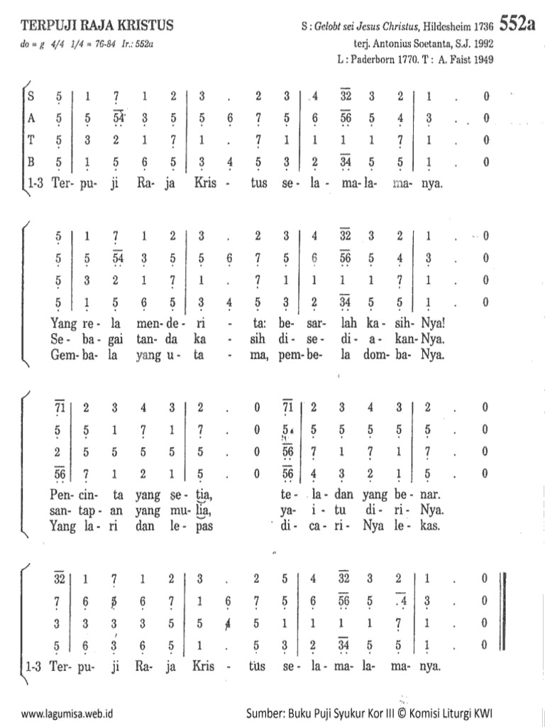 Ps-552a-Terpuji Raja Kristus | PDF
