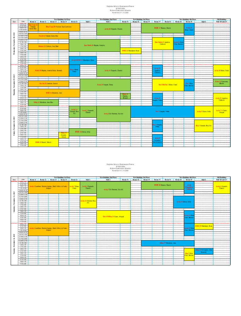 Kingfisher Business Midterm Schedule 2023 | PDF