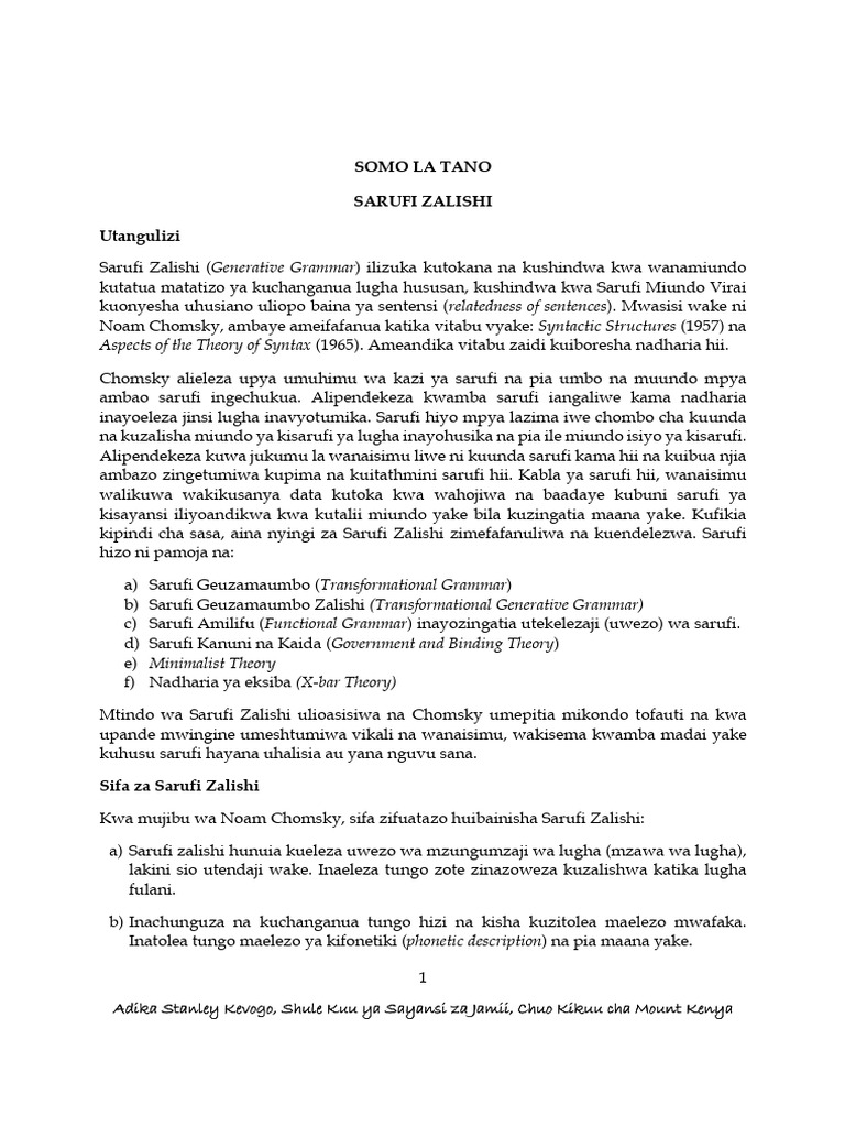 MLA 5107 Somo La 5 Sarufi Zalishi | PDF