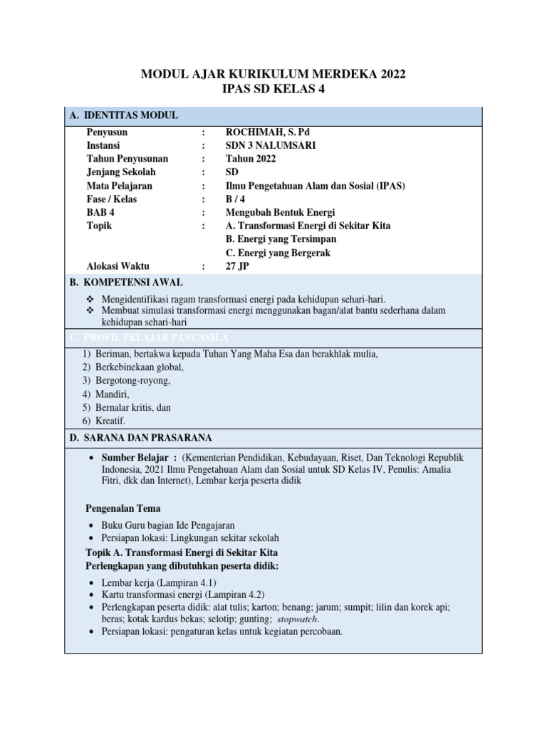 Modul Ajar IPAS Kelas IV | PDF