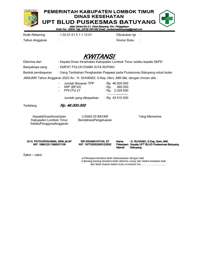 Kwitansi TTP 2023 | PDF