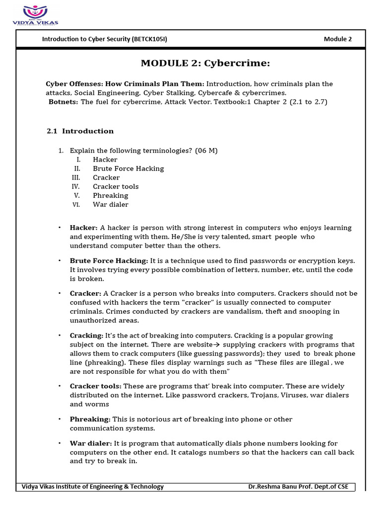 Cyber Security - Module2 - Notes | PDF