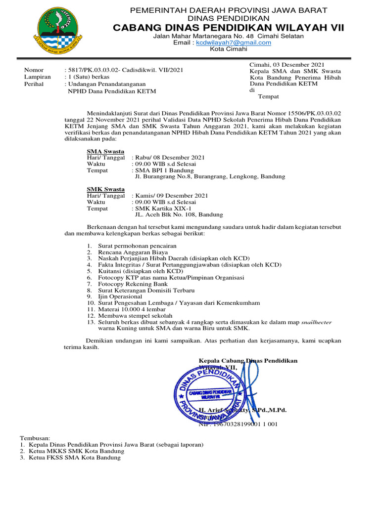 Surat Penandatanganan NPHD KETM | PDF