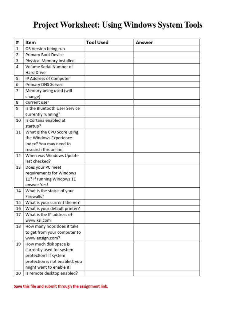 Week 5 Project Worksheet - 184834805 | PDF
