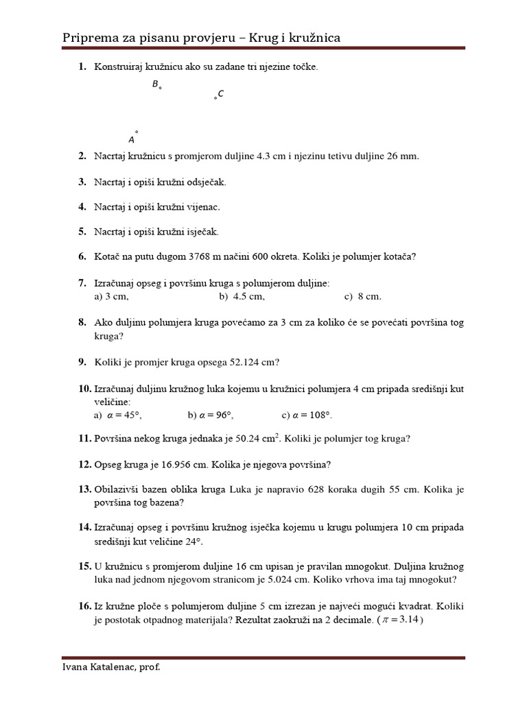 Krug I Kruznica Priprema Za Pp Pdf