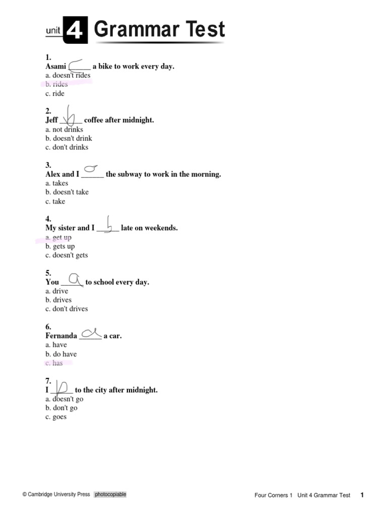 L1 U4 GRAMMAR A-D 2021 | PDF