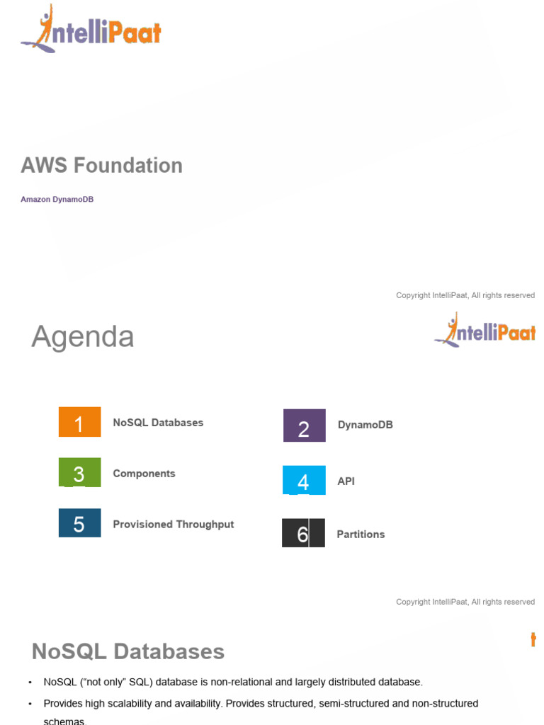 Aws Foundation Dynamodb Part 1 Pdf No Sql Databases