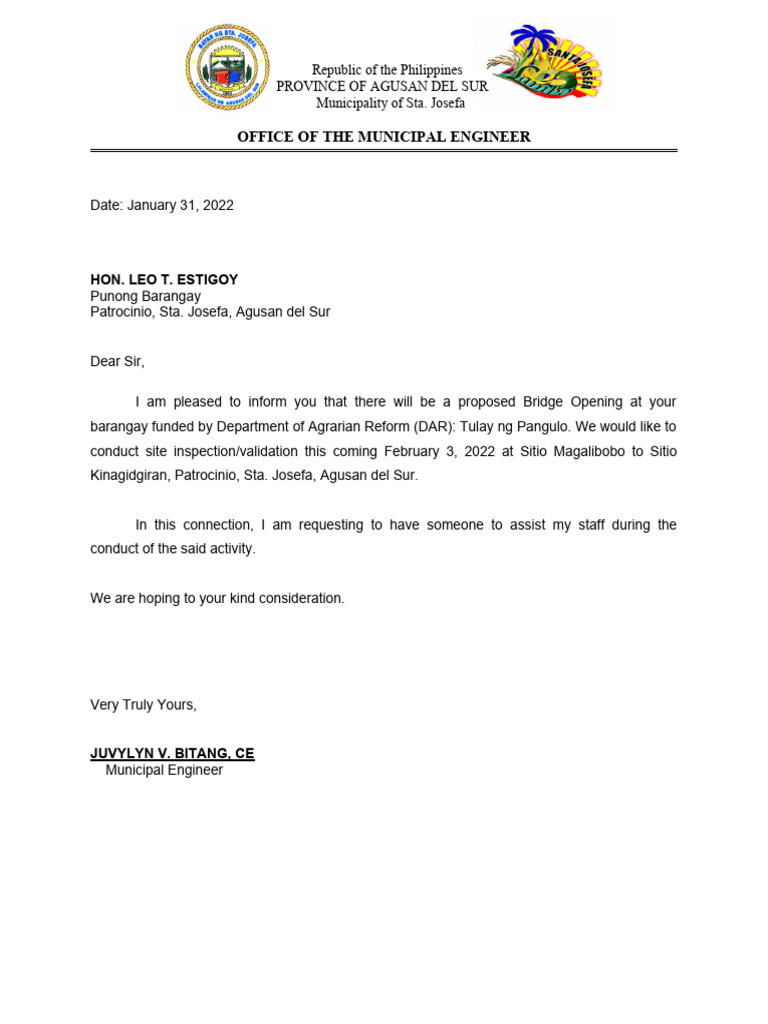 Letter For Site Inspection | PDF