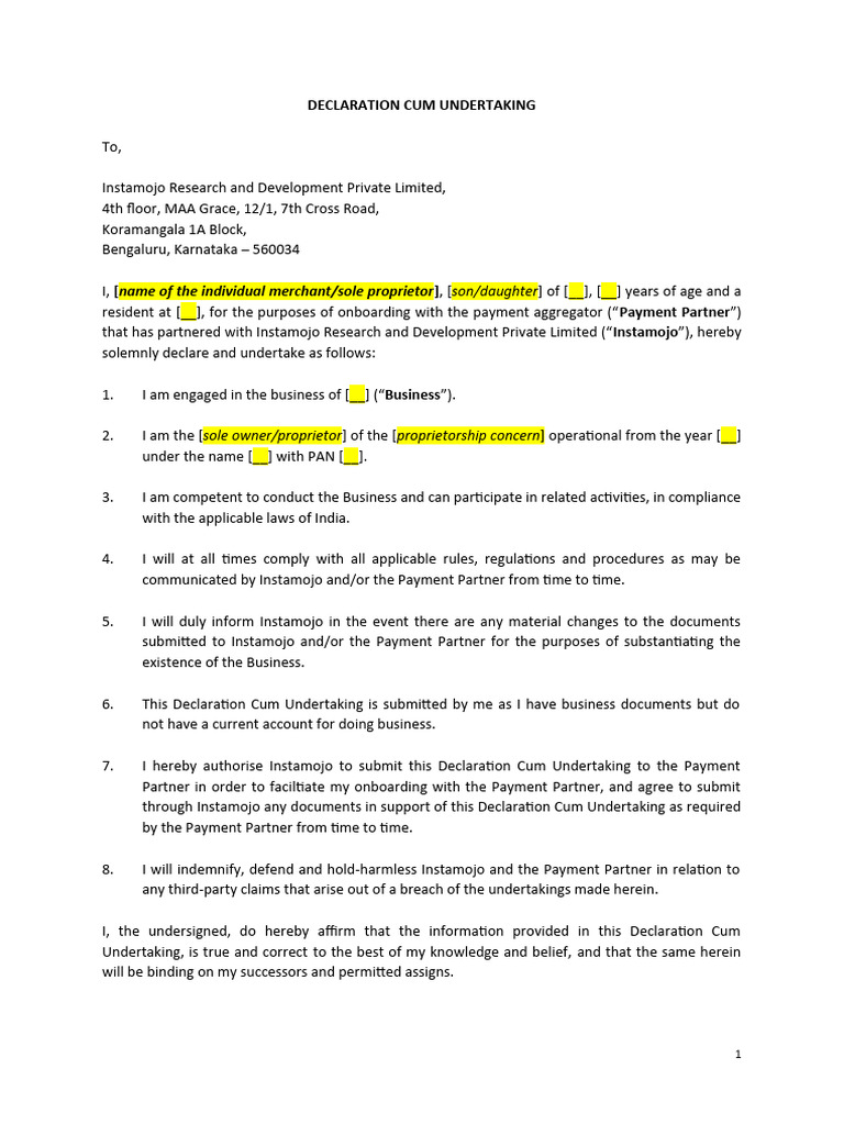 Individual Undertaking | PDF