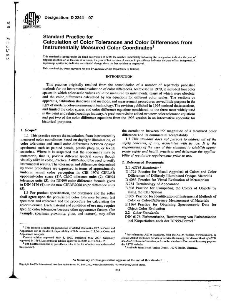 ASTM D 2244 - 07C Color Differences | PDF