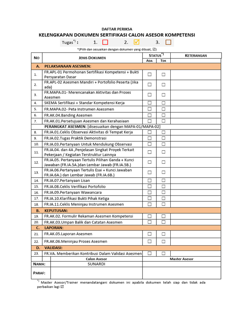 Daftar Ceklis Kuning | PDF