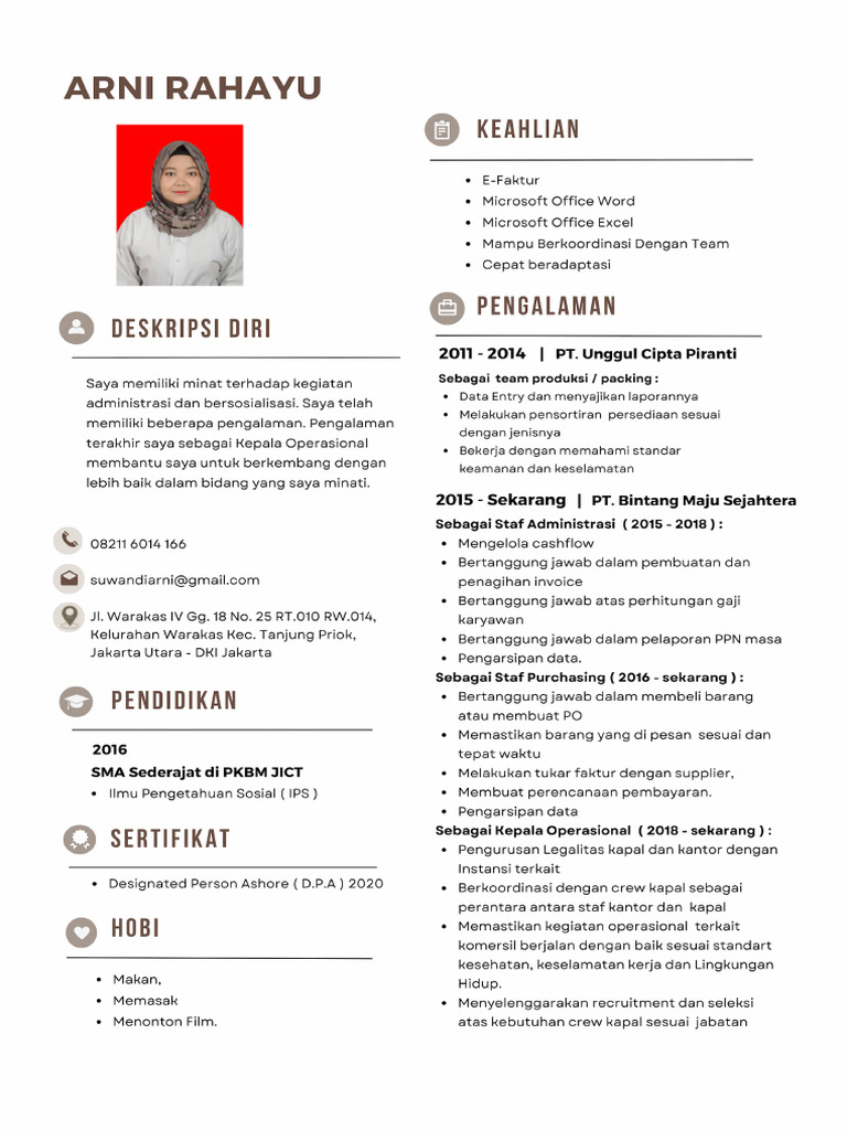 Cv. Arni Rahayu | PDF