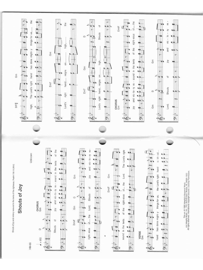 Shouts For Joy - Sing For Joy in The Lord - Roni | PDF