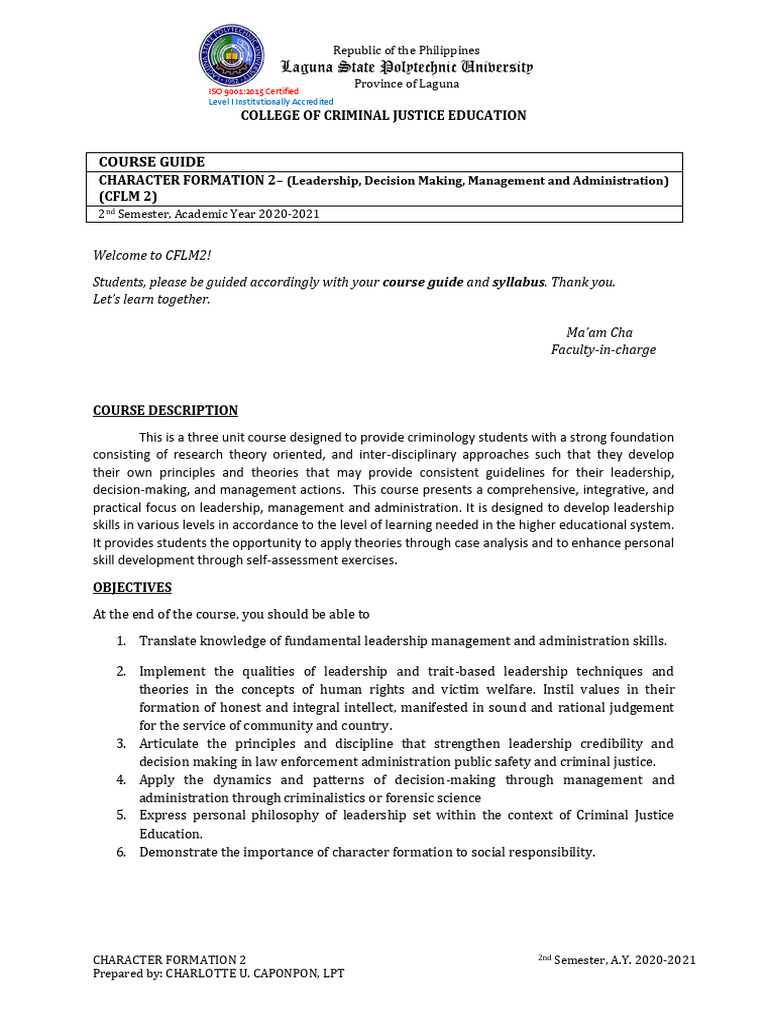 CFLM 2 Course Guide for Criminology Students | PDF