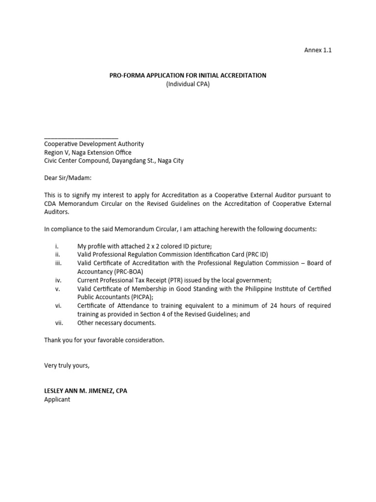 Cda Pro-Forma Application For Initial Accreditation | PDF | Finance ...