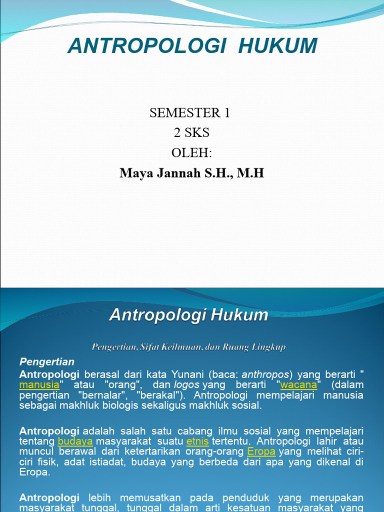 Antropologi Hukum: Pengantar Kuliah | PDF