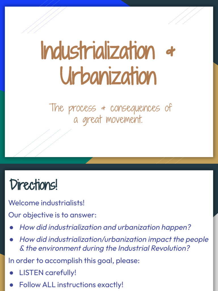 Industrialization Urbanization Activity Slides | PDF | Secondary Sector ...