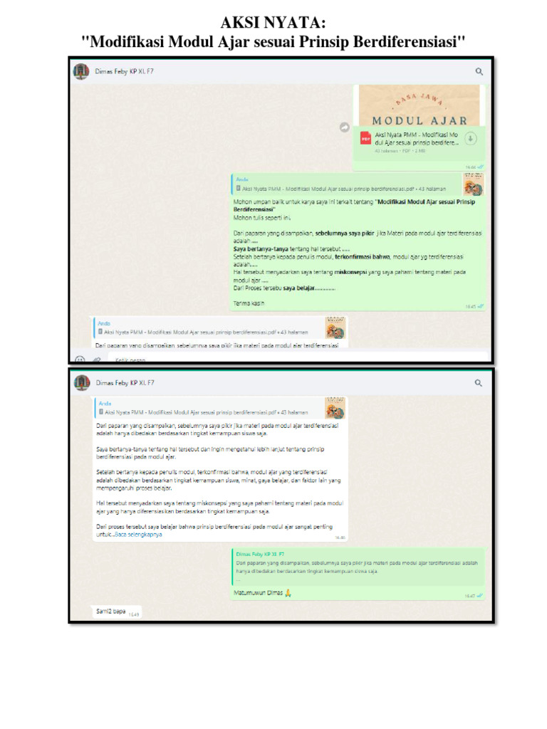 AKSI NYATA & UMPAN BALIK Modifikasi Modul Ajar | PDF