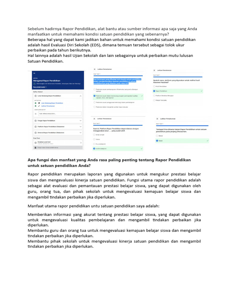 Manfaat dan Fungsi Rapor Pendidikan | PDF | Karier & Perkembangan
