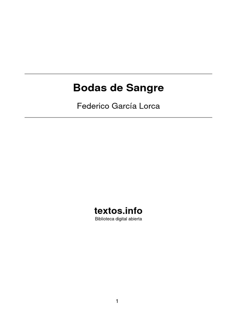 Federico Garcia Lorca - Bodas de Sangre | PDF