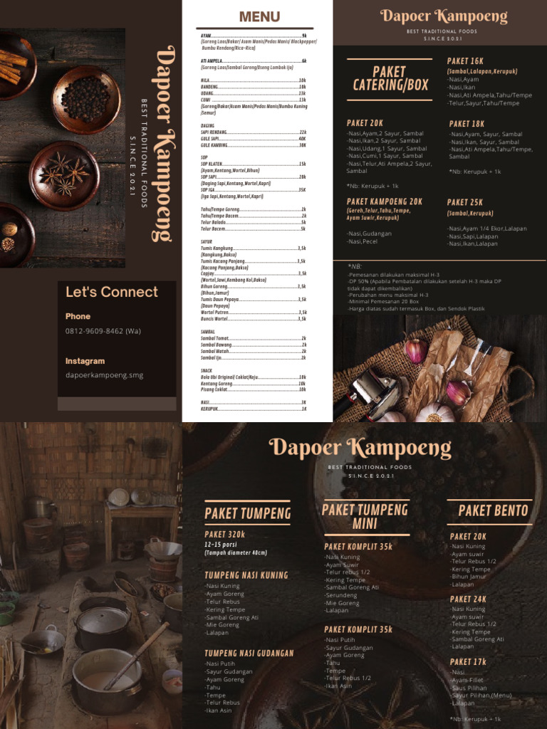 Menu Dapoer Kampoeng dan Paket Catering | PDF | Memasak, Makanan, & Anggur