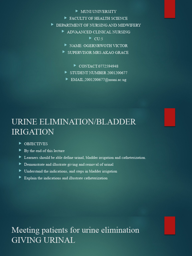 Urine Elimination | PDF | Urinary Tract Infection | Intravenous Therapy
