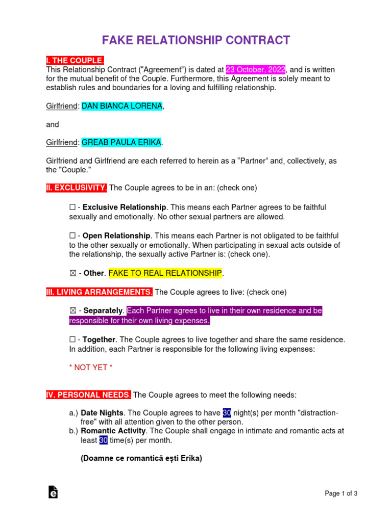 Relationship Contract PDF | PDF | Ethical Principles | Social Psychology