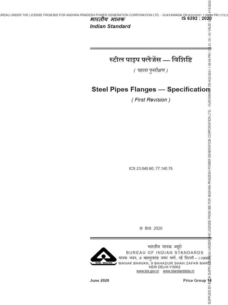 Is 6392 | PDF | Screw | Pipe (Fluid Conveyance)