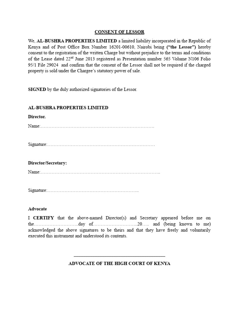 Consent of Lessor | PDF