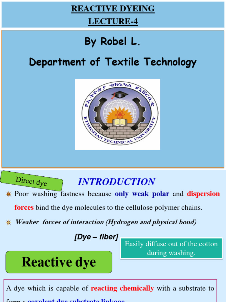 4 - Reactive Dyeing | Download Free PDF | Dye | Chemical Reactions