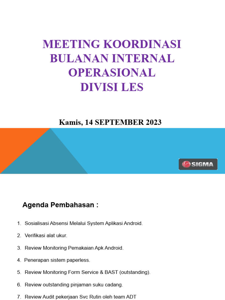 Materi Meeting Internal Bulanan Les 14 September 2023 | PDF