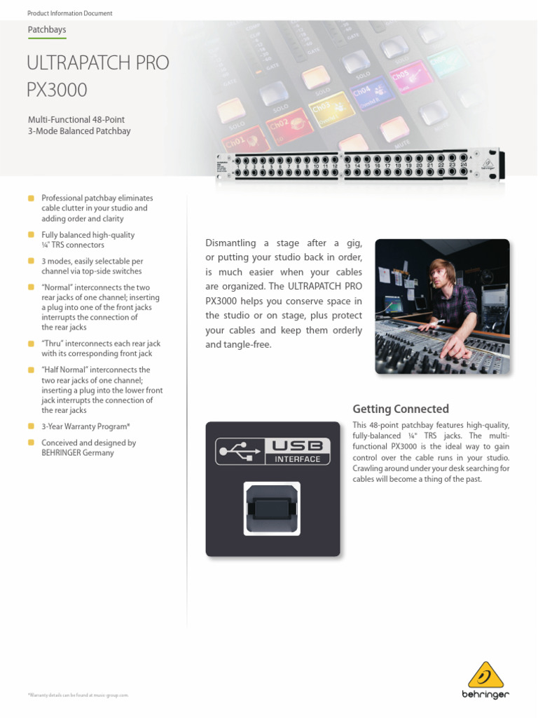 Ultrapatch Pro PX3000: Patchbays | PDF | Manufactured Goods | Information And Communications ...